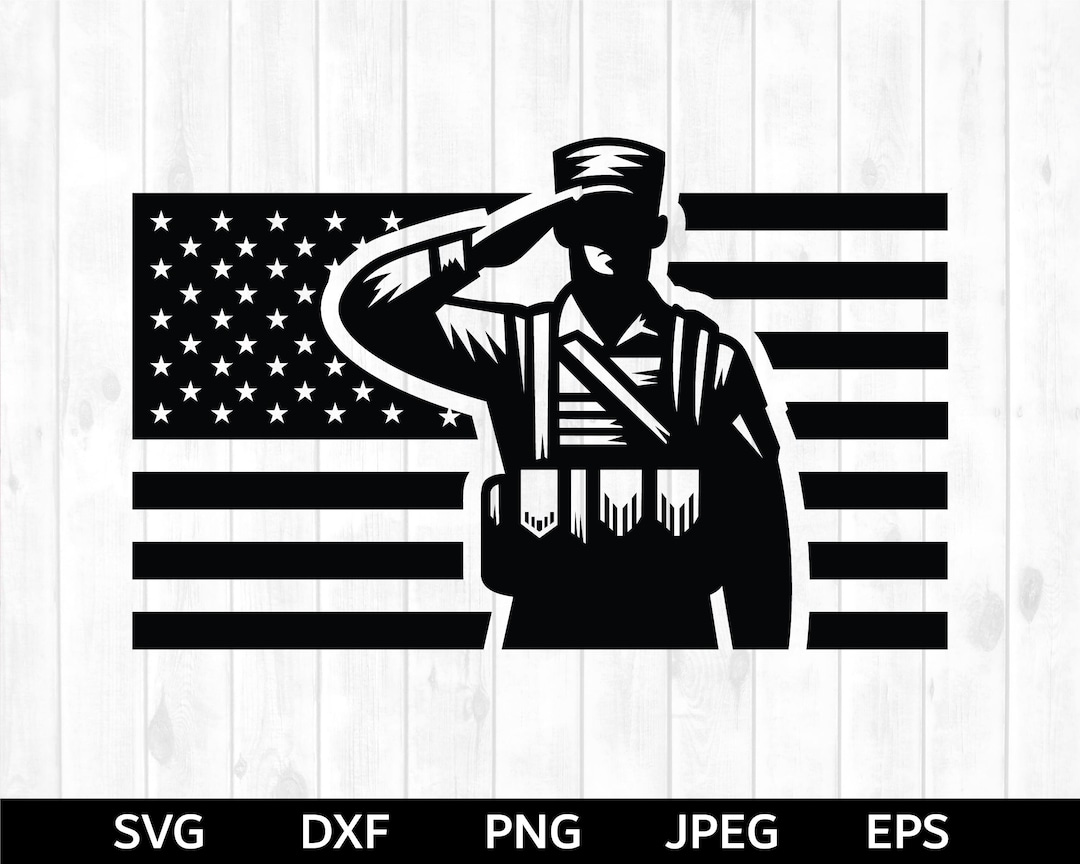 Soldier Saluting Svg, US Military SVG, Soldier Saluting Silhouette ...