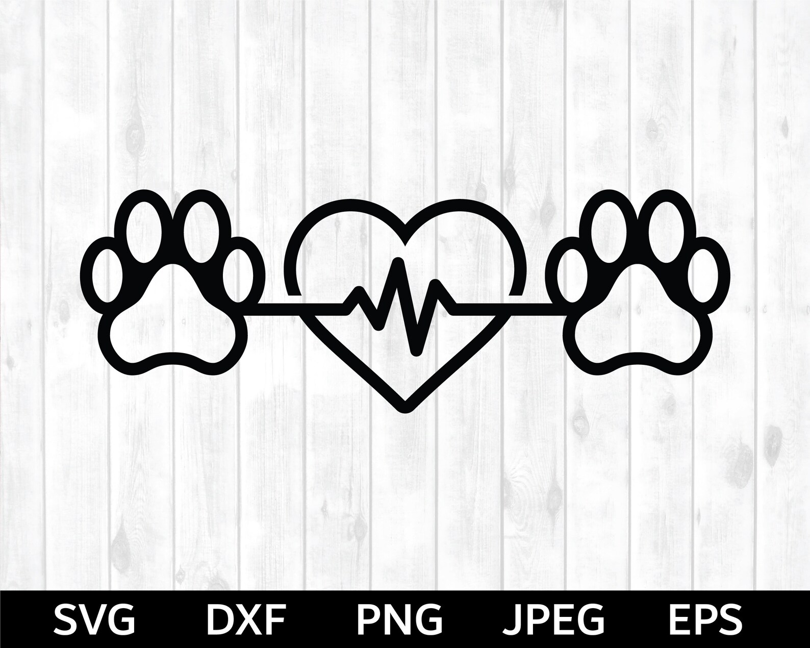Paw Heartbeat SVG, Dog Paw Print SVG, Heartbeat Paw SVG, - Etsy
