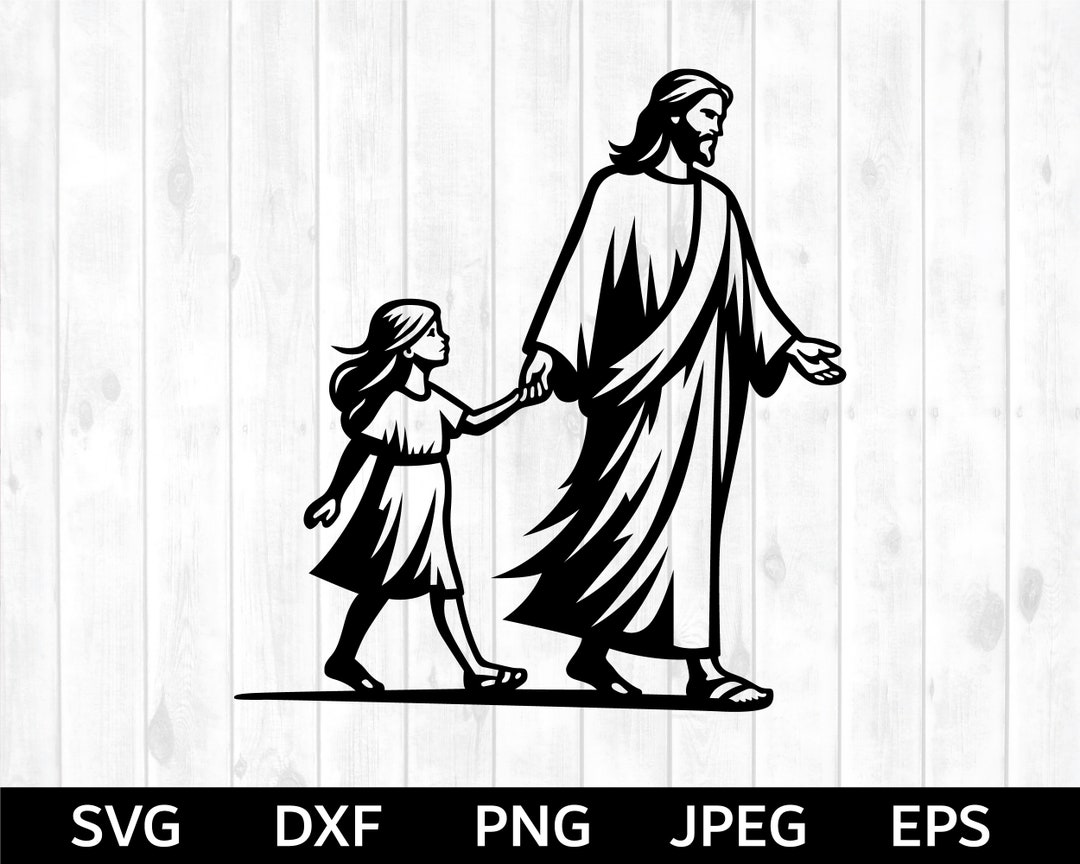 Jesus Svg, Jesus Walking With Girl SVG, Jesus Silhouette & Cricut Cut ...