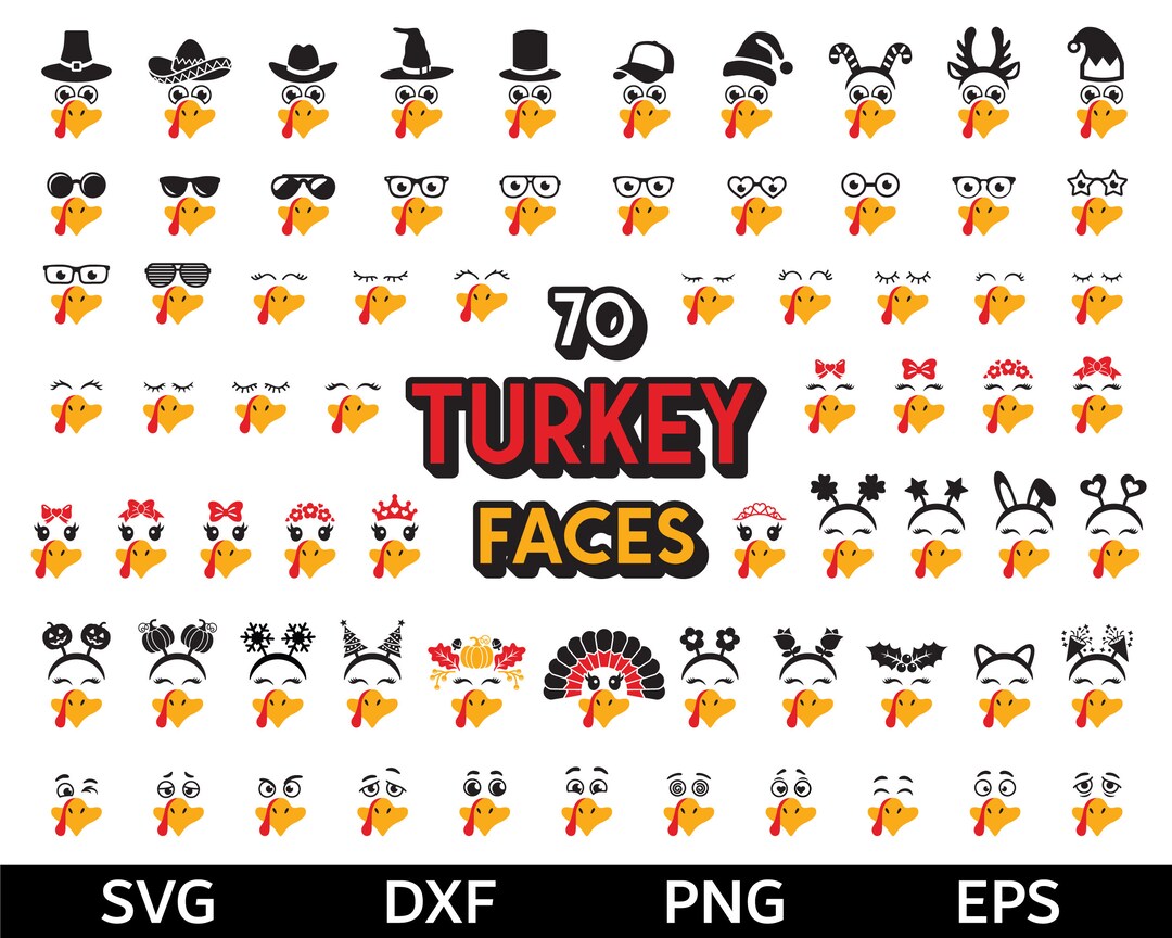 Turkey Face SVG, Turkey Face SVG Bundle, Thanksgiving Turkey SVG - Etsy