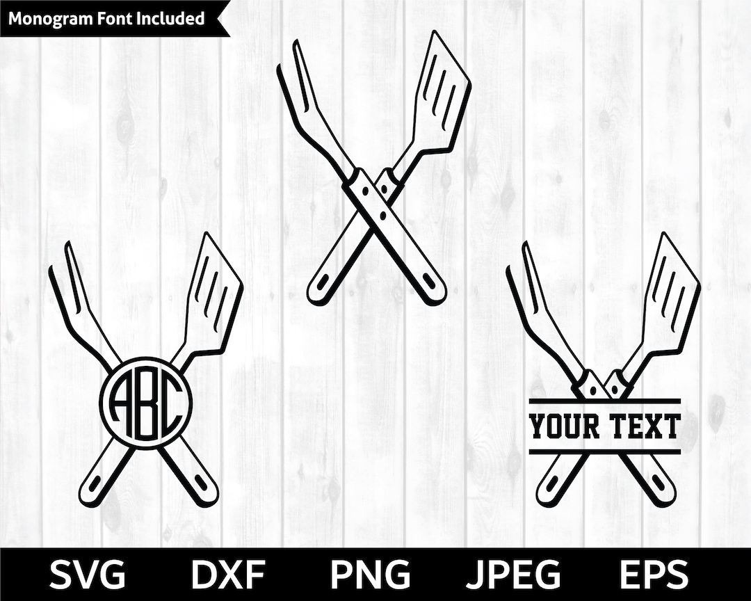 BBQ Utensils Svg, BBQ Utensils Monogram Svg, BBQ Utensils Name Frame ...
