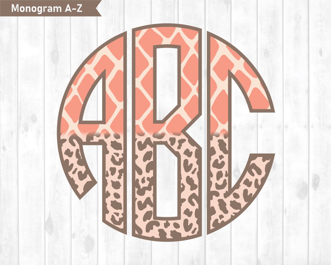 Animal Print Monogram PNG, Monogram PNG for Sublimation, Circle ...