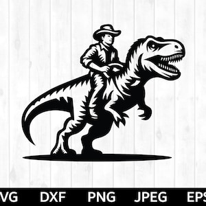Man Riding Dinosaur Svg, Man Riding Dinosaur Silhouette & Cricut Cut ...