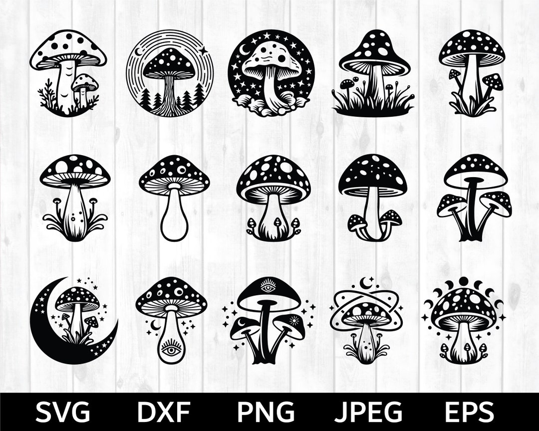 Mushrooms SVG Bundle, Celestial Mushrooms Svg, Mushrooms Cut File, Boho ...