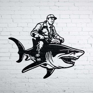 Man Riding Shark Svg, Shark Svg, Shark Silhouette & Cricut Cut File - Etsy