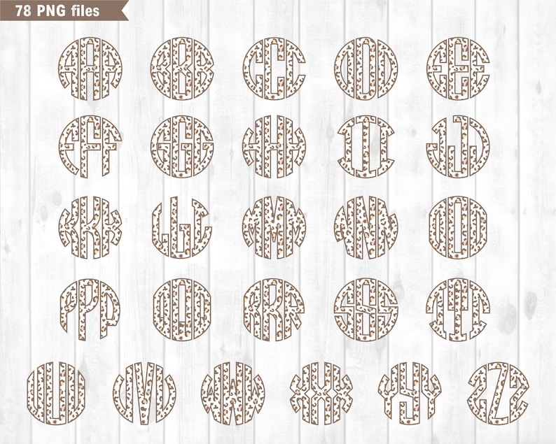 Leopard Monogram PNG Monogram PNG for Sublimation Circle - Etsy