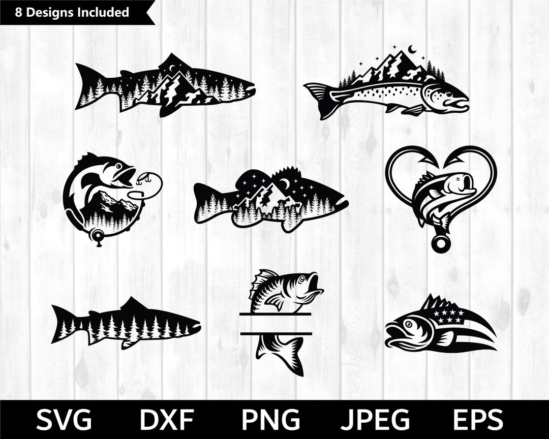 Fish SVG Bundle, Fishing SVG, Fish & Trees SVG, Fish Cut File, - Etsy