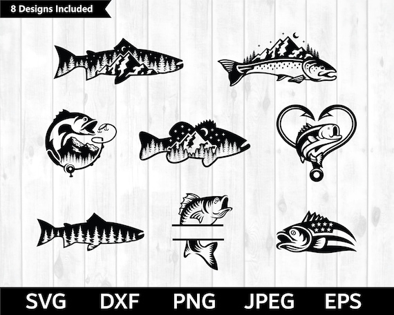 Fish SVG Bundle Fishing SVG Fish & Trees SVG Fish Cut File | Etsy