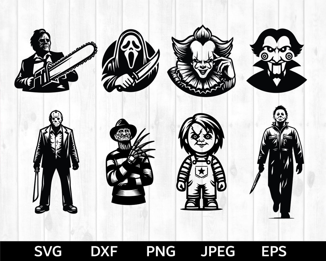 Horror Movie Villains Svg, Horror Movie Villains Cut File, Horror Movie ...