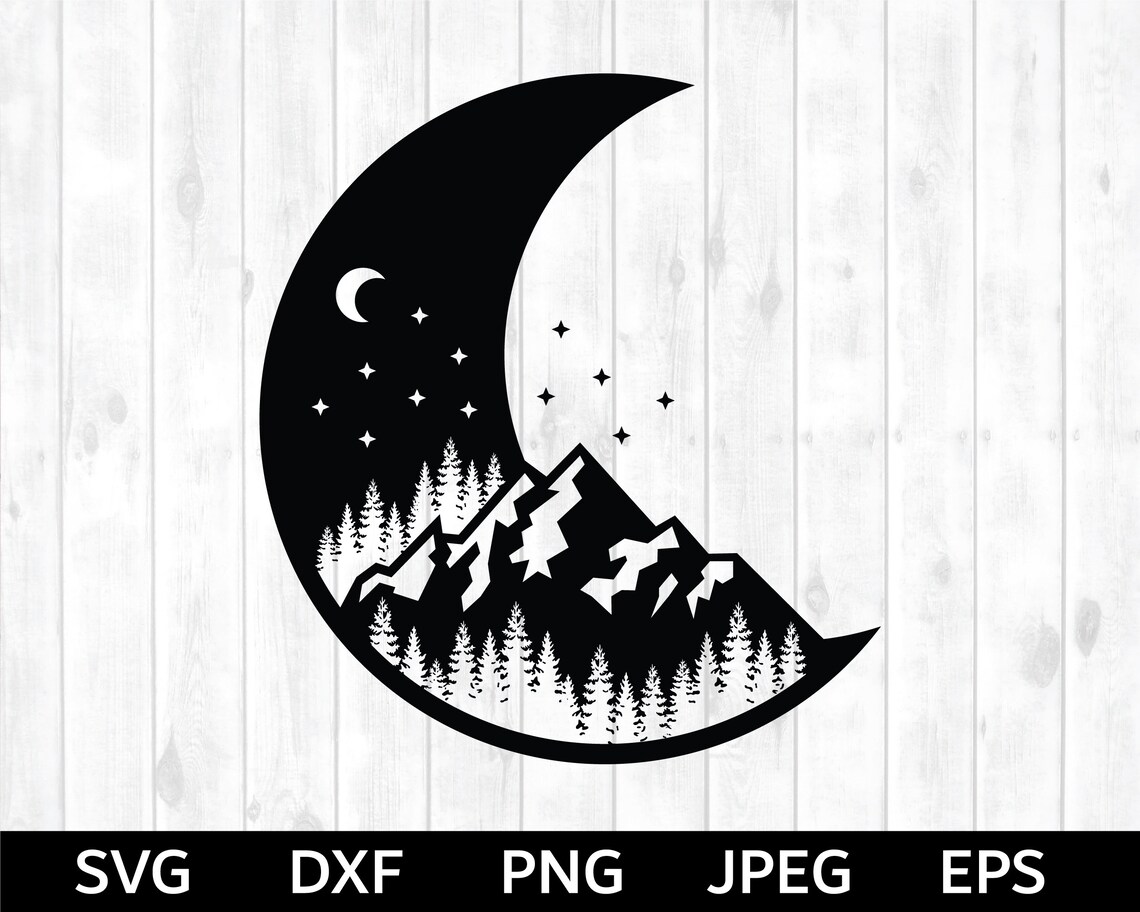Moon and Mountains SVG Moon Cut File Moon and Mountains Cut | Etsy