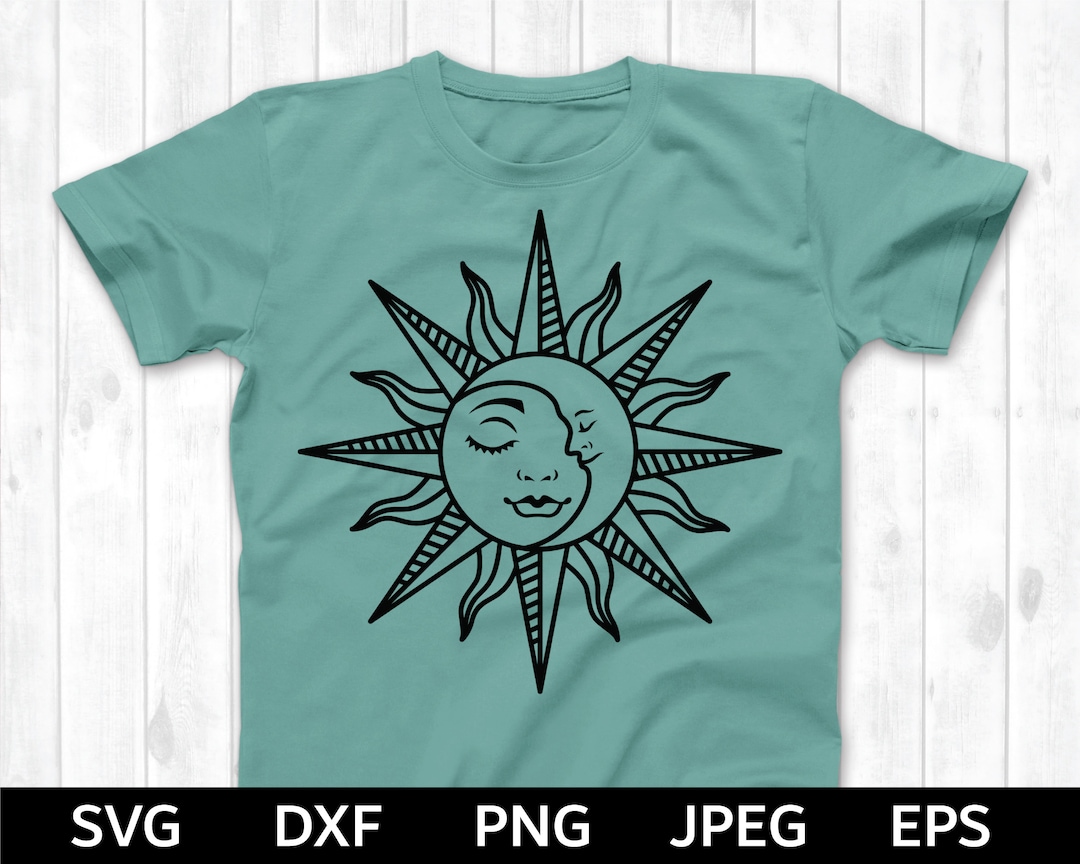 Sun & Moon SVG, Celestial Sun SVG, Sun Face SVG, Sun Cut File - Etsy