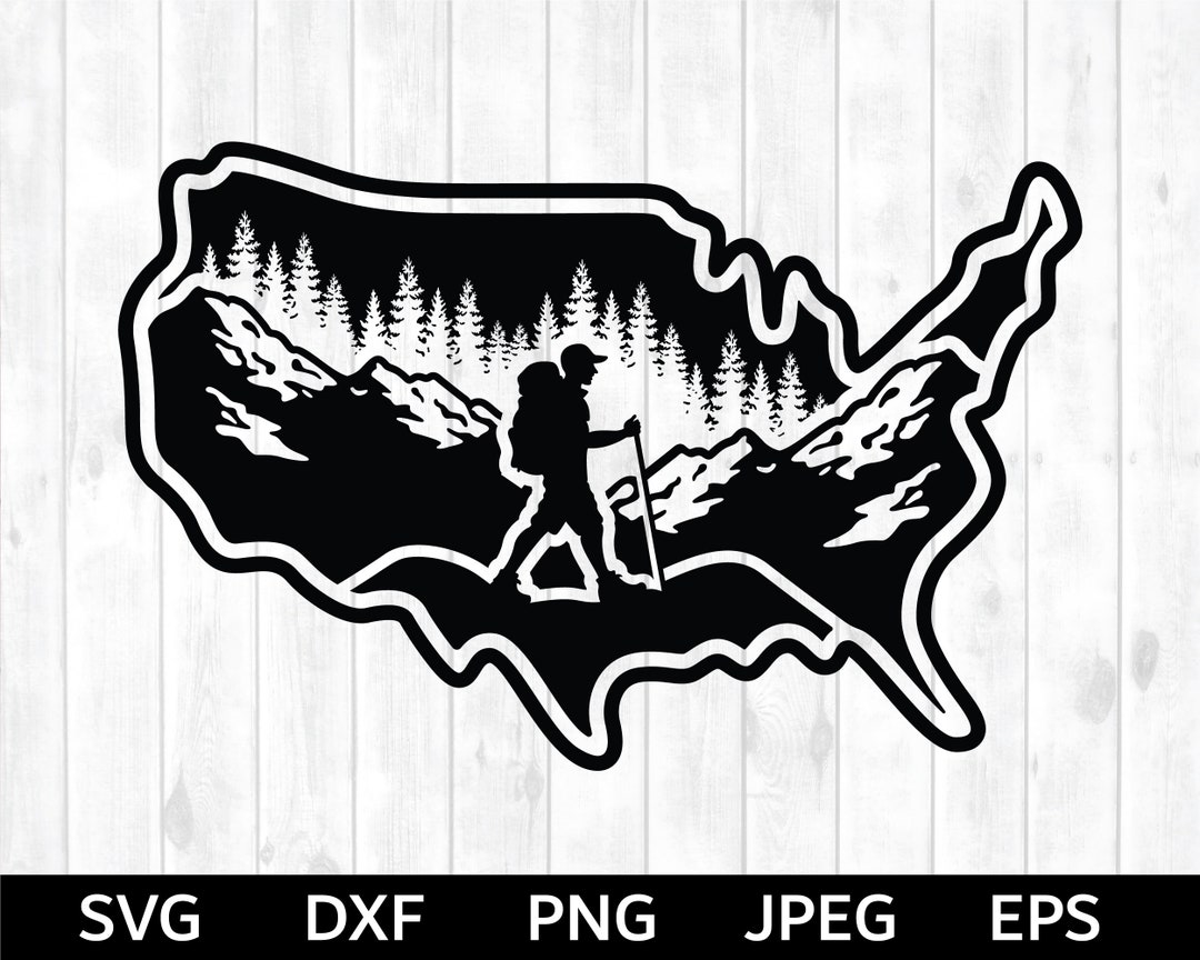 Hiking SVG, Hiking Cut File, Hiking America SVG, United States Hiking ...