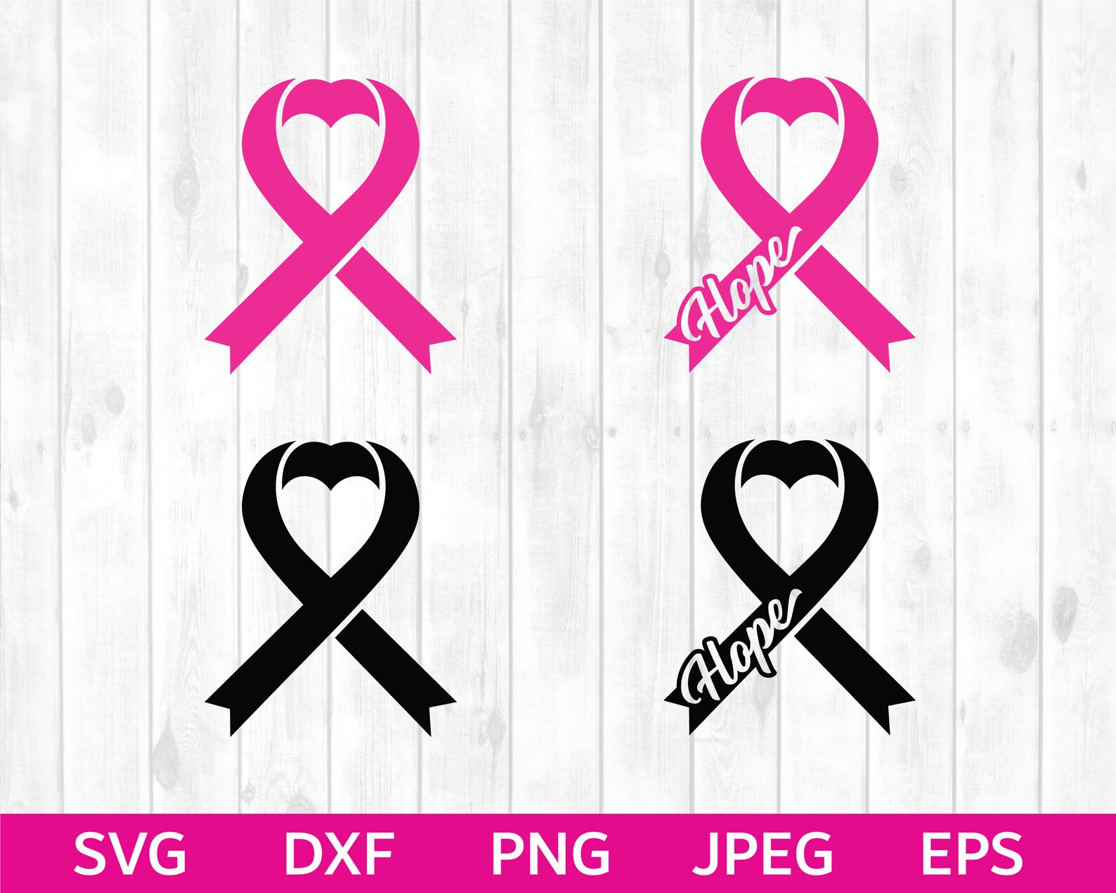Ruban rose SVG Cancer Awareness SVG Pink Ribbon Silhouette - Etsy France