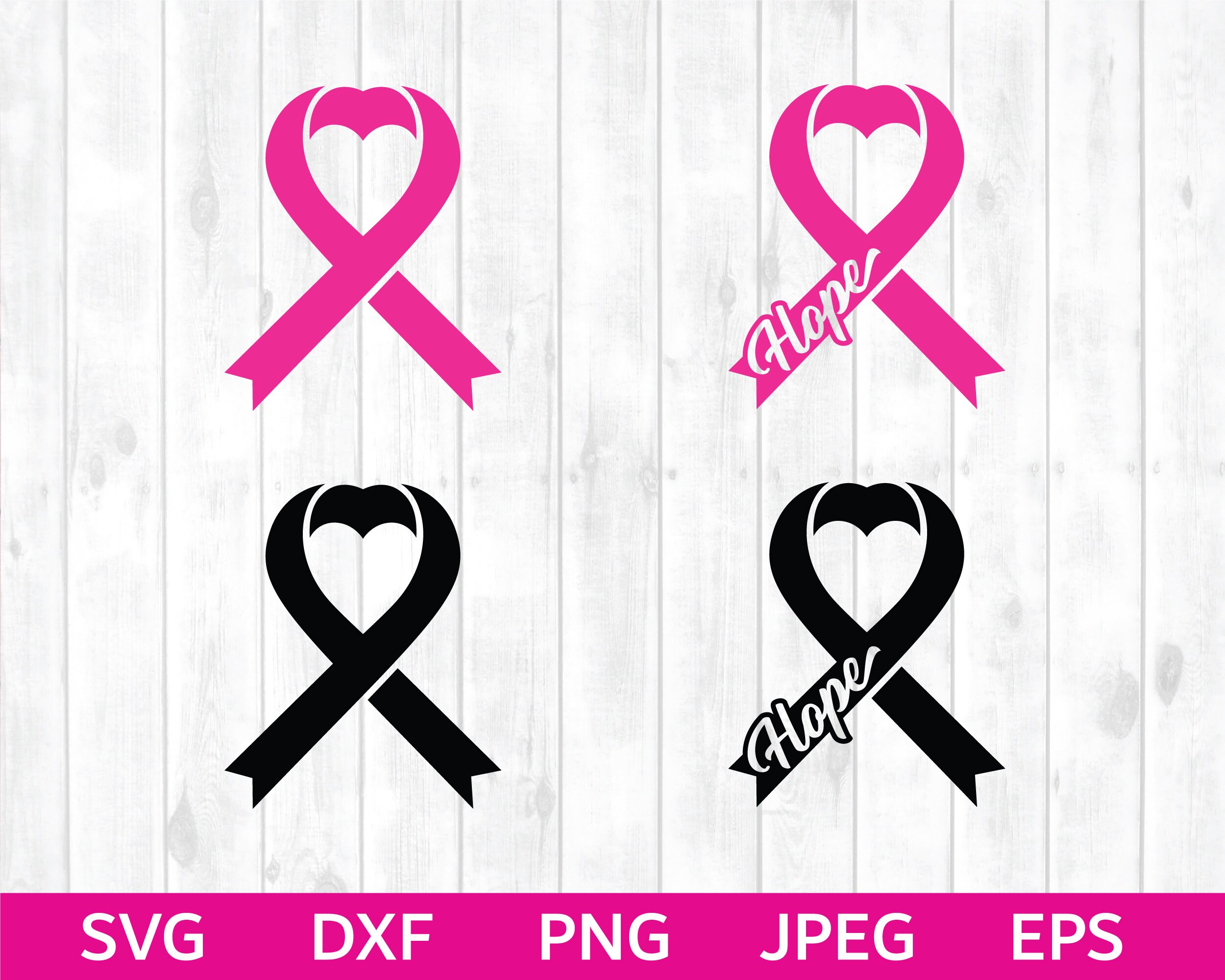 Pink Ribbon SVG Cancer Awareness SVG Pink Ribbon Silhouette | Etsy