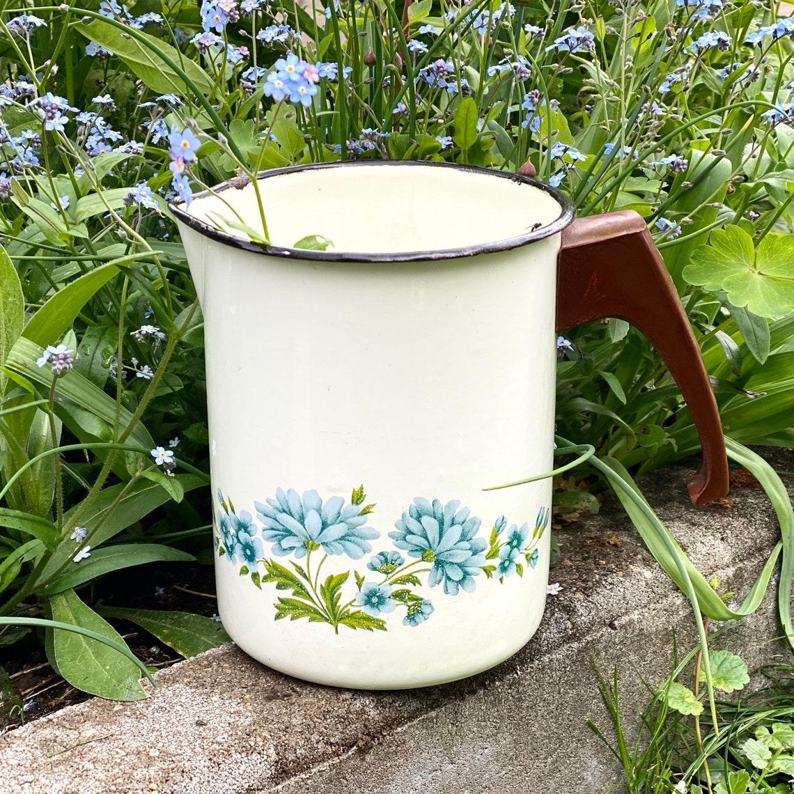 Enamelware jug pitcher. Rustic enameled watering can coffee | Etsy