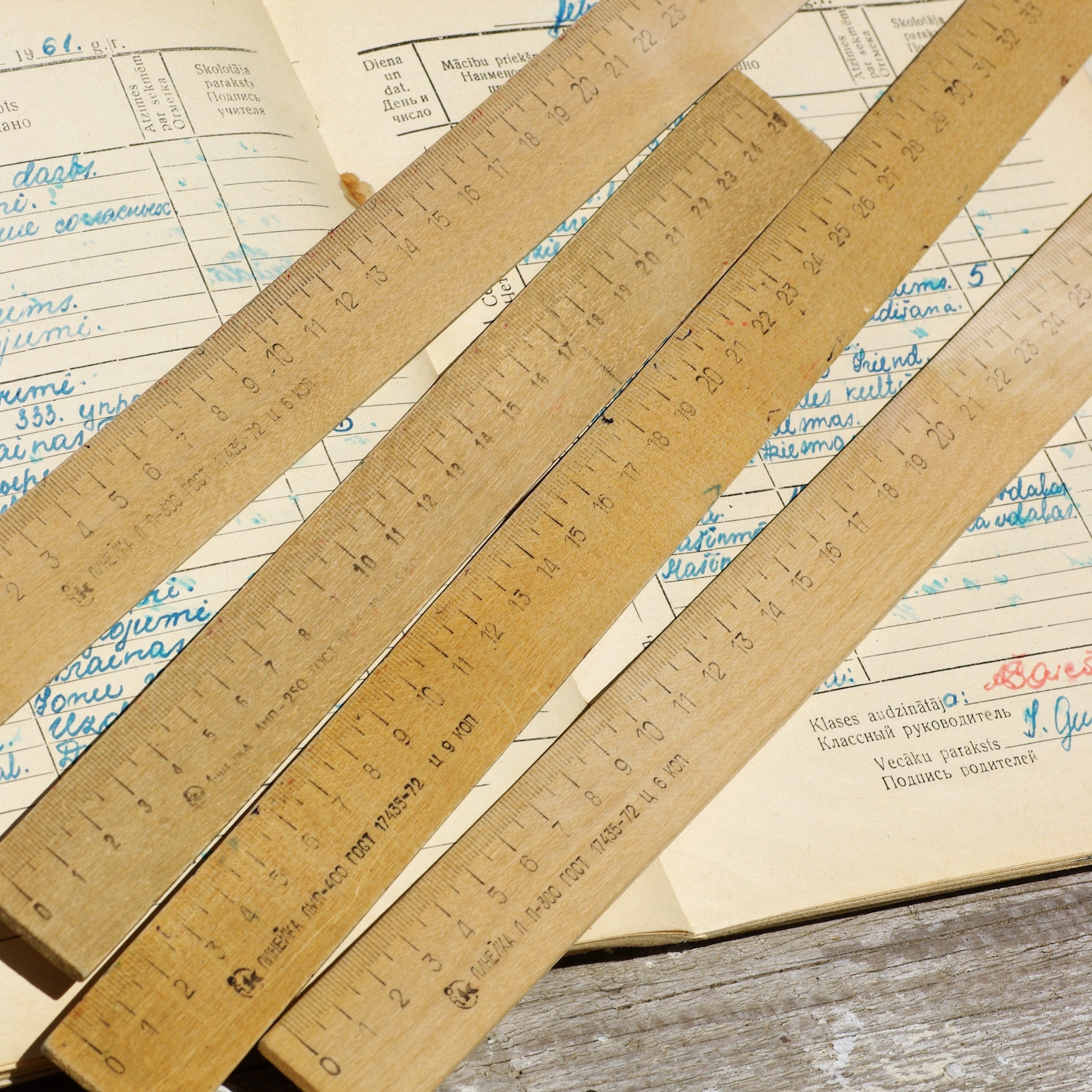 Wooden rulers set mathematics rulers 25 30 40 centimeter | Etsy