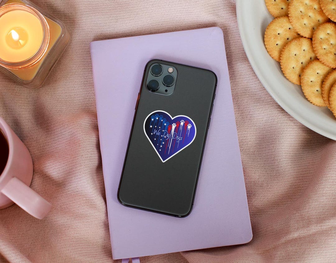 USA Paw Print Sticker Phone Decal Patriotic Dog Lover Sticker Heart ...