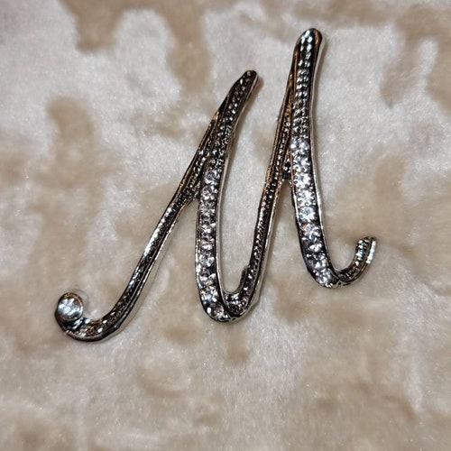 Letter M Brooch Initial Brooch Pin Leaf Brooch Vintage - Etsy