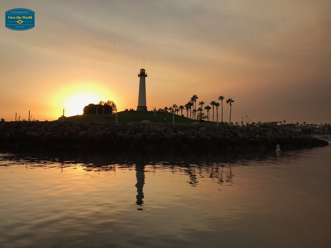 Sunset Sunrise Long Beach California Lighthouse Ocean Pacific Ocean ...