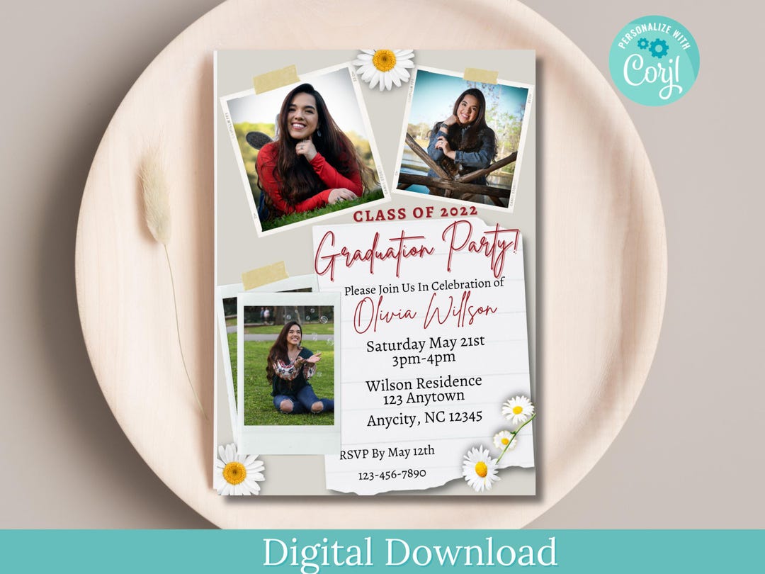 Editable Graduation Party Invitation With Photo, Graduation Invitation ...