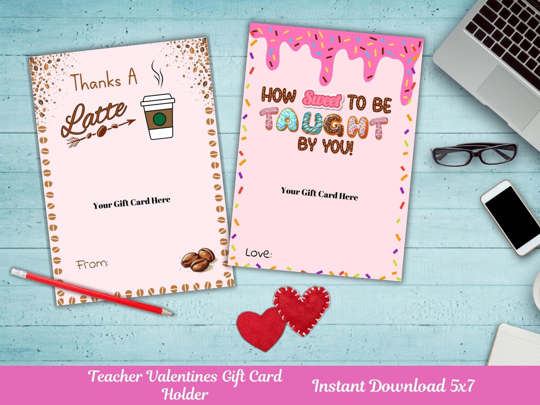 Printable Valentine's Gift Card Holder for Teacher, Teacher Valentine ...