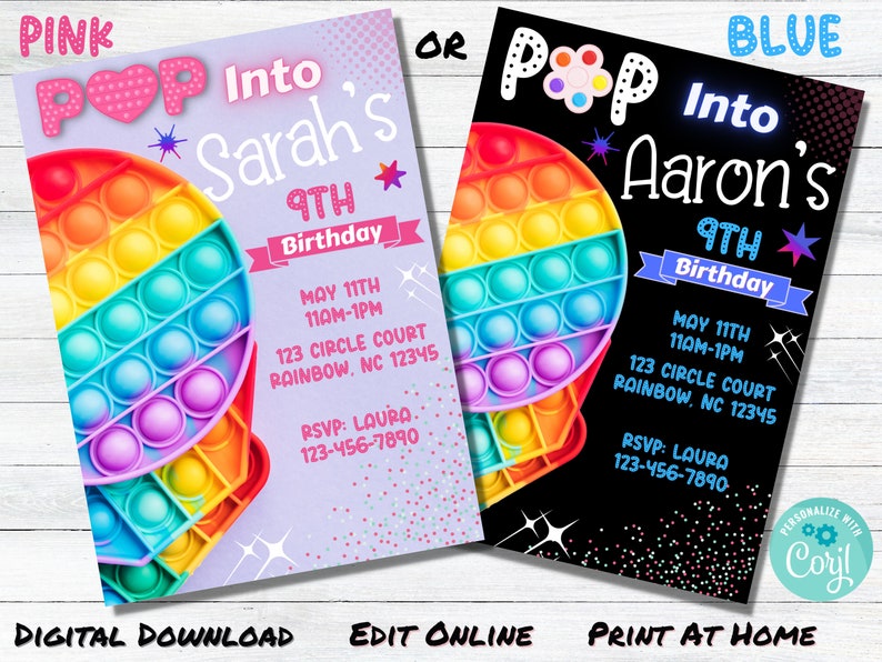 Pop Into Birthday Invitation Download Pop Party Invitation - Etsy