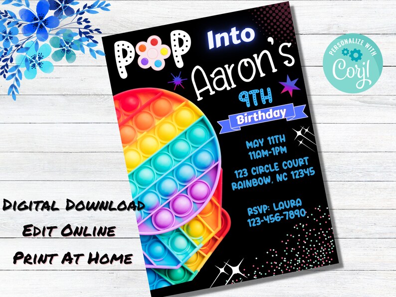 Pop Into Birthday Invitation Download Pop Party Invitation - Etsy