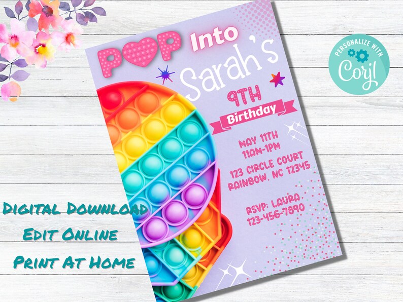 Pop Into Birthday Invitation Download Pop Party Invitation - Etsy