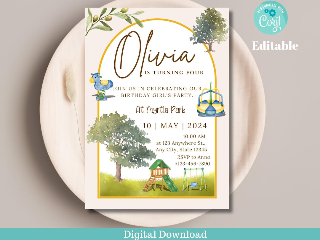 Playground Digital Birthday Invitation DOWNLOAD, Park Playdate ...