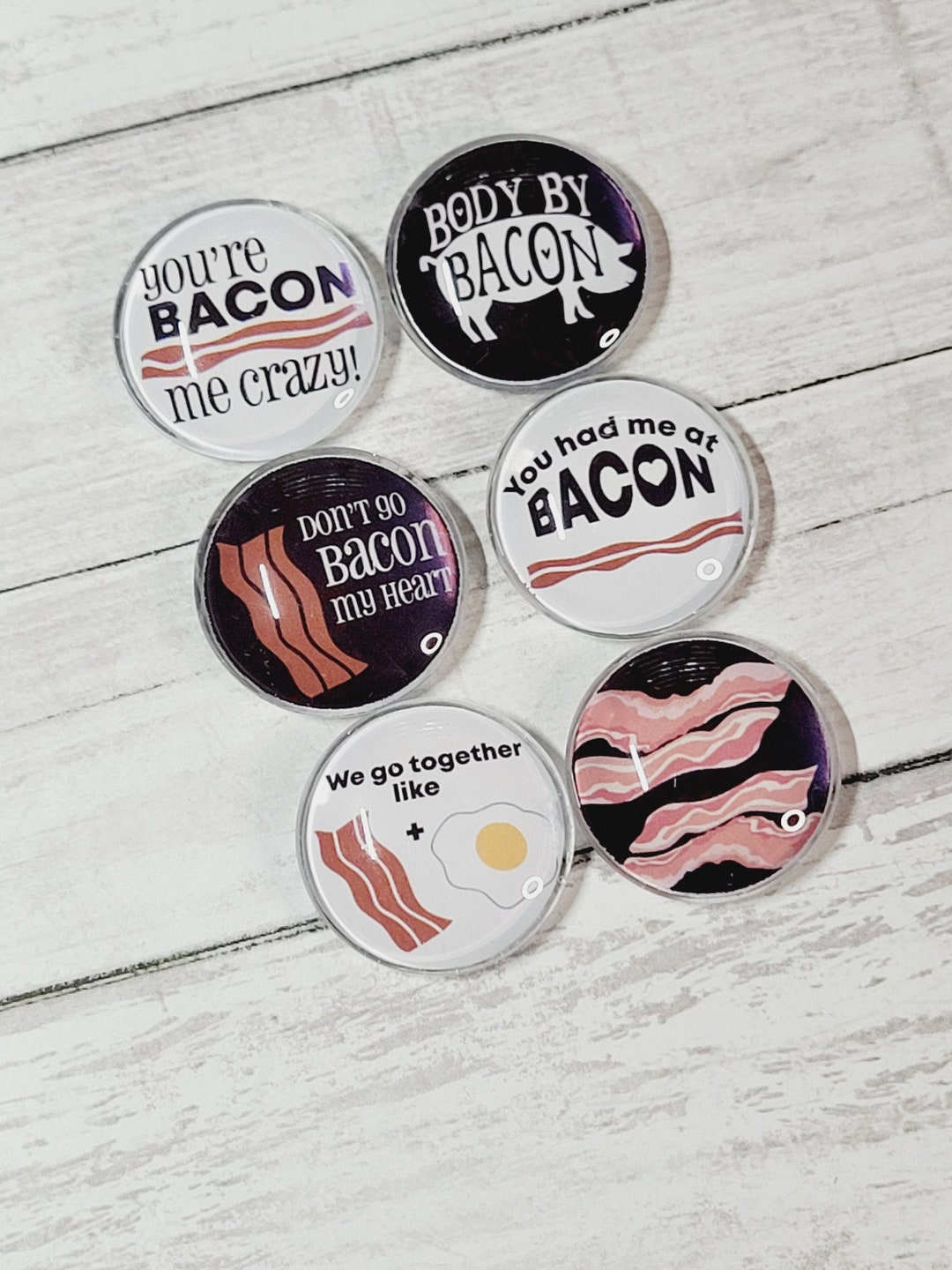 Bacon Glass Magnets, Bacon Fridge Decor, Round Bacon Magnets, Bacon ...