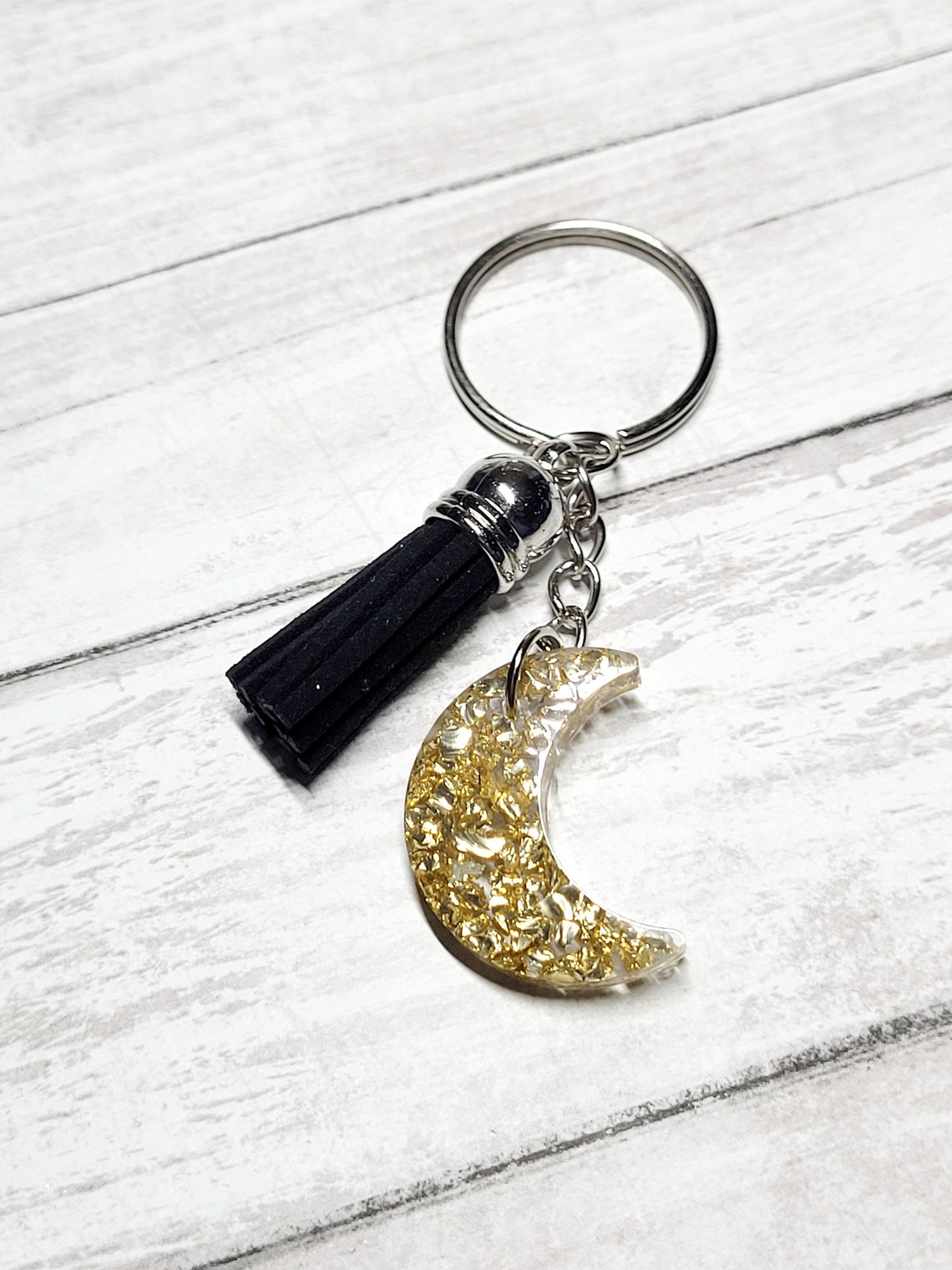 Moon Resin Keychain Dainty Moon keychain Mini Moon keychain | Etsy