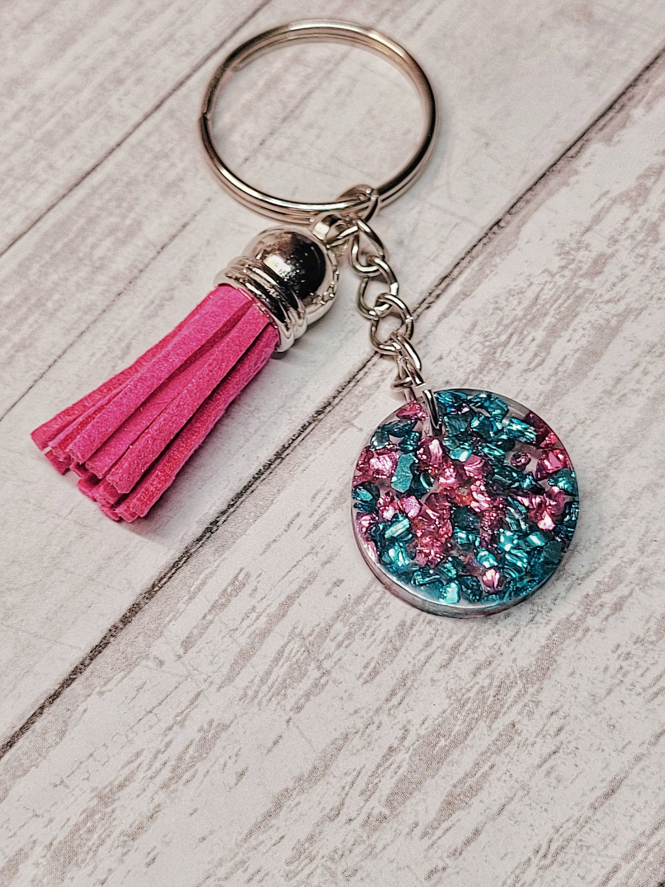 Glitter Resin Keychain Backpack Pink Teal Keychain Dainty - Etsy