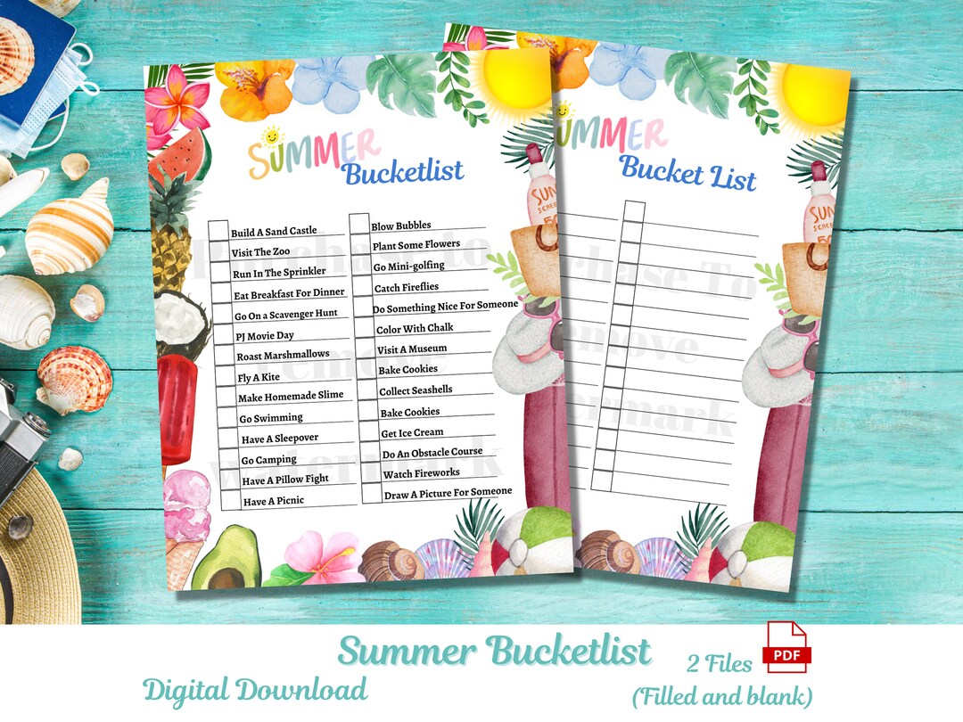 Summer Bucket List Printable, Summer Scavenger Hunt, Summer Vacation ...