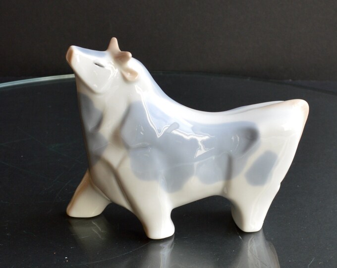 Vintage Porcelain BULL Figurine. Taurus Zodiac Sculpture. Modernist ...