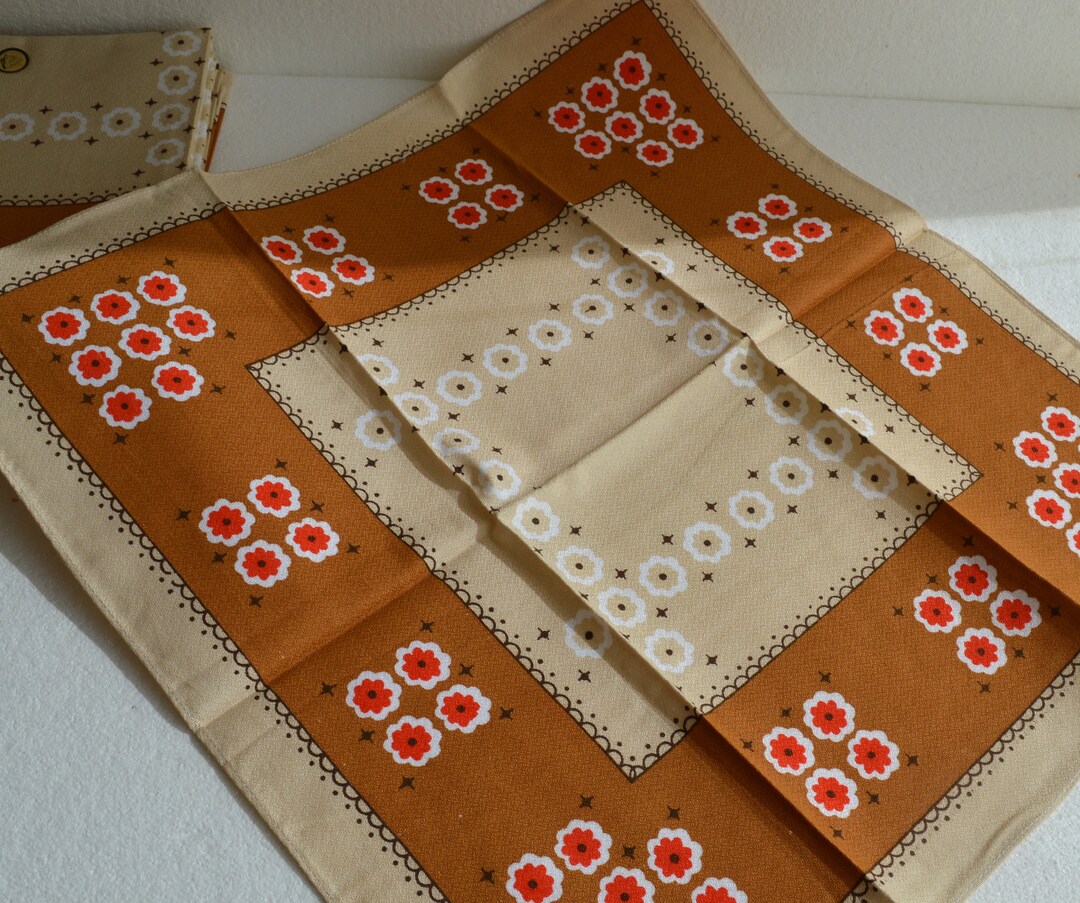 6 Vintage Pop Art Napkins. Screen Printed Flower Power Table Linen. New ...