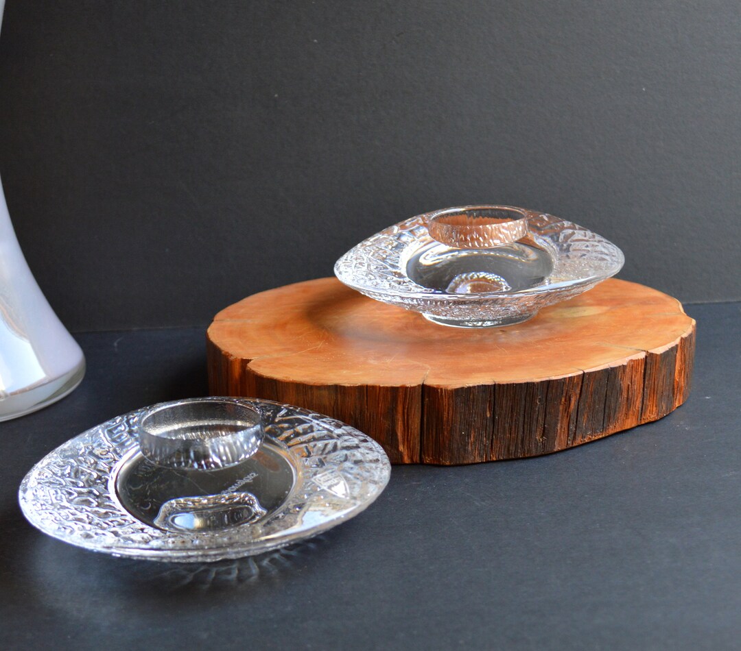 Vintage Signed Orrefors Discus Crystal Tea-light Holder: Lars Hellsten ...