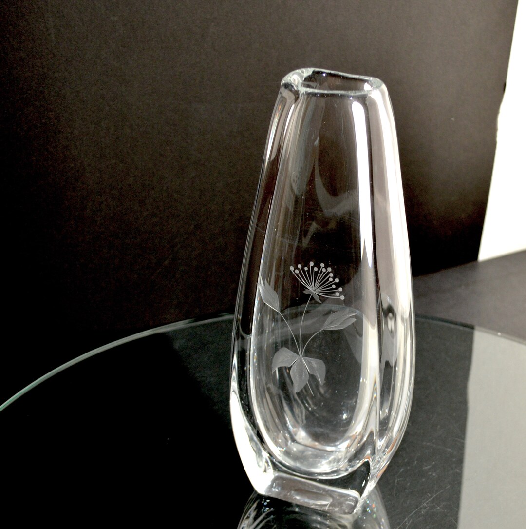 Vintage Swedish Art Glass Vase by JOHANSFORS Glass. Hand Blown Teardrop ...