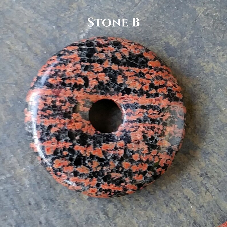 40mm Red Snowflake Jasper Stone Donut W Extendable 20