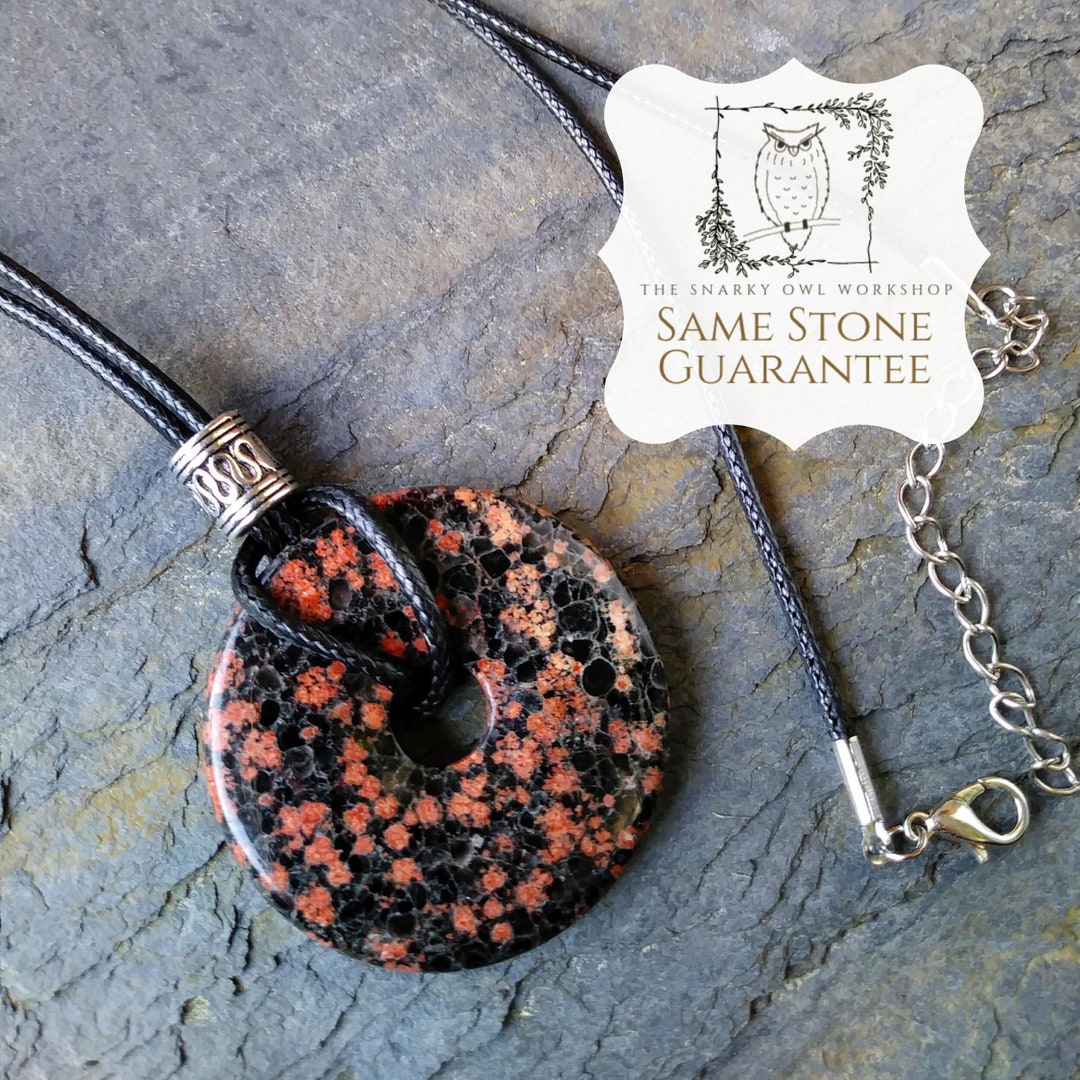 40mm Red Snowflake Jasper Stone Donut W Extendable 20