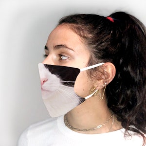 Black and White Cat Face Mask With 2 Filters Optional. Nose - Etsy