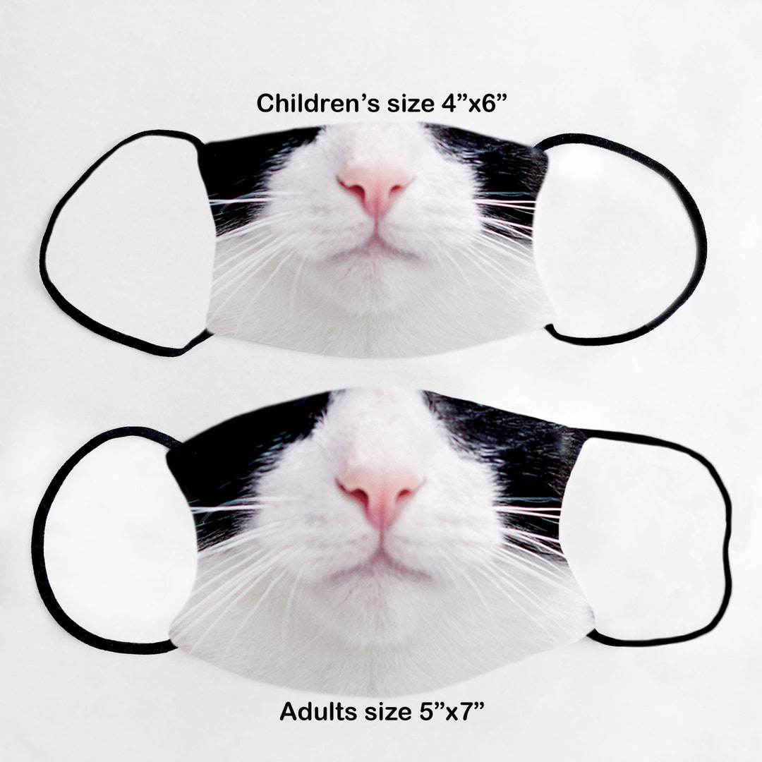Black and White Cat Face Mask With 2 Filters Optional. Nose - Etsy