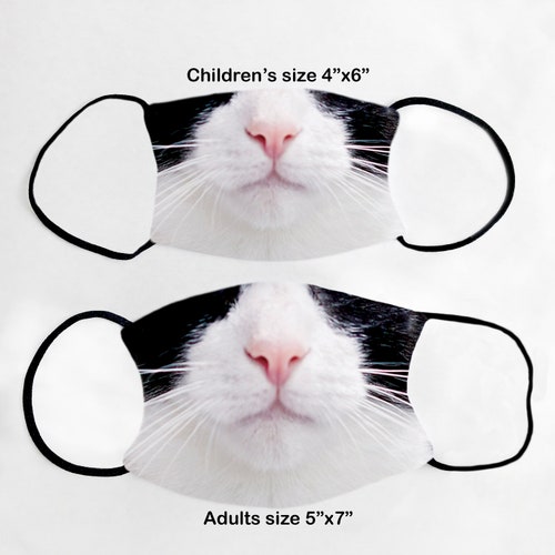 Black and White Cat Face Mask With 2 Filters Optional. Nose - Etsy