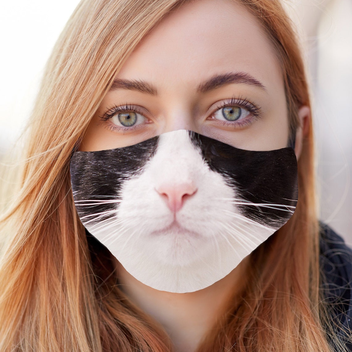 Black and White Cat Face Mask With 2 Filters Optional. Nose - Etsy