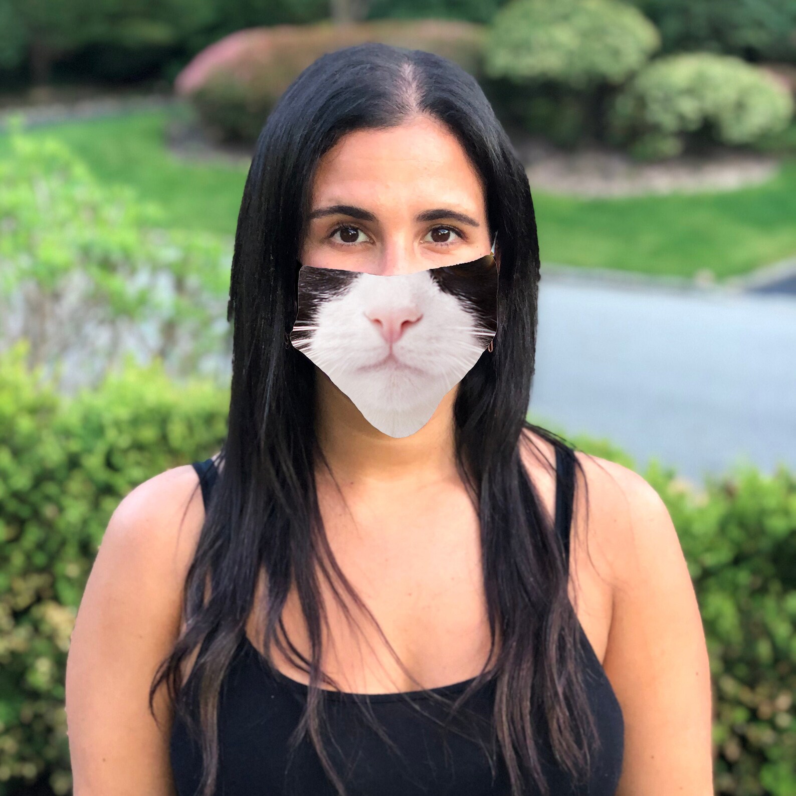 Black and White Cat Face Mask With 2 Filters Optional. Nose - Etsy