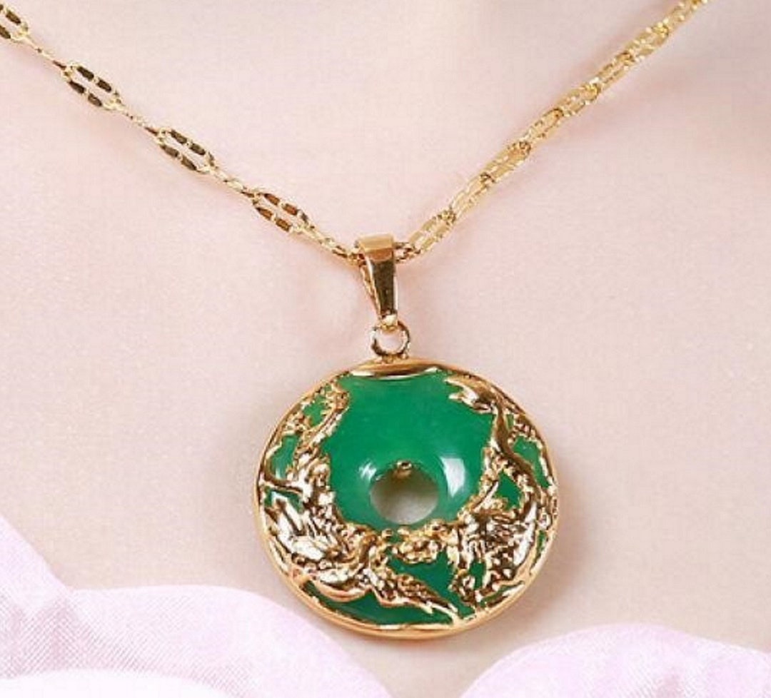 Elegant, Beautiful Jade Green Color Necklace Pendant, Good Luck Amulets ...