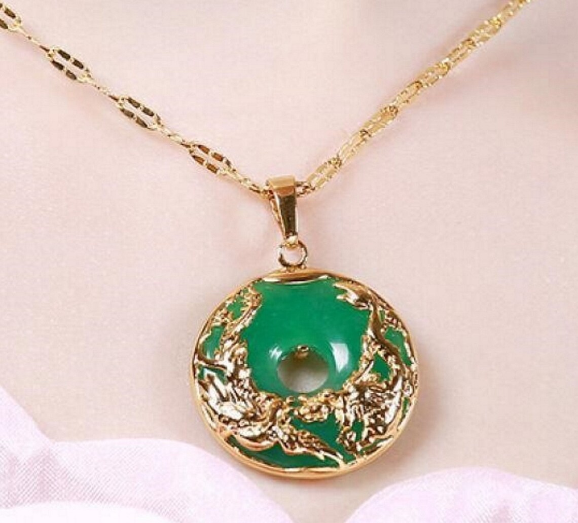 Elegant Beautiful Jade Green Color Necklace Pendant Good | Etsy