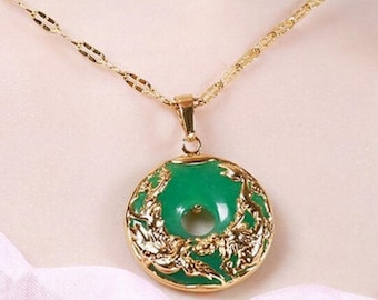Elegant, Beautiful Jade Green Color Necklace Pendant, Good Luck Amulets ...