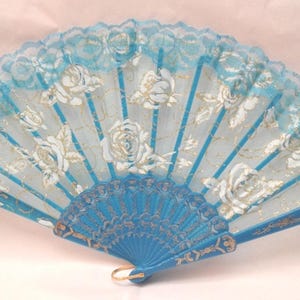 Rose Lace Hand Fan With Gold Accents, Spanish Style. Check Listing for ...