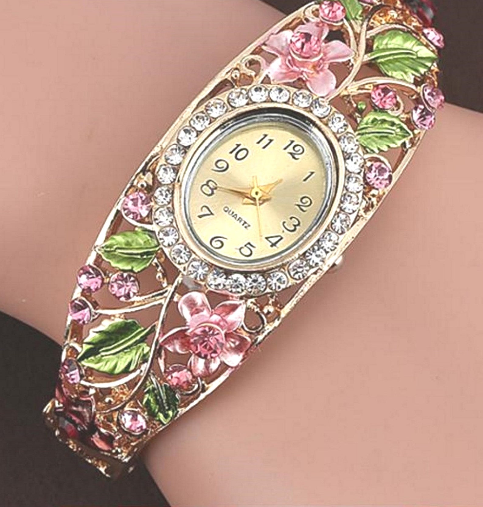 Elegant Wrist Watch Beautiful Style Face Bracelet Cuff Style - Etsy