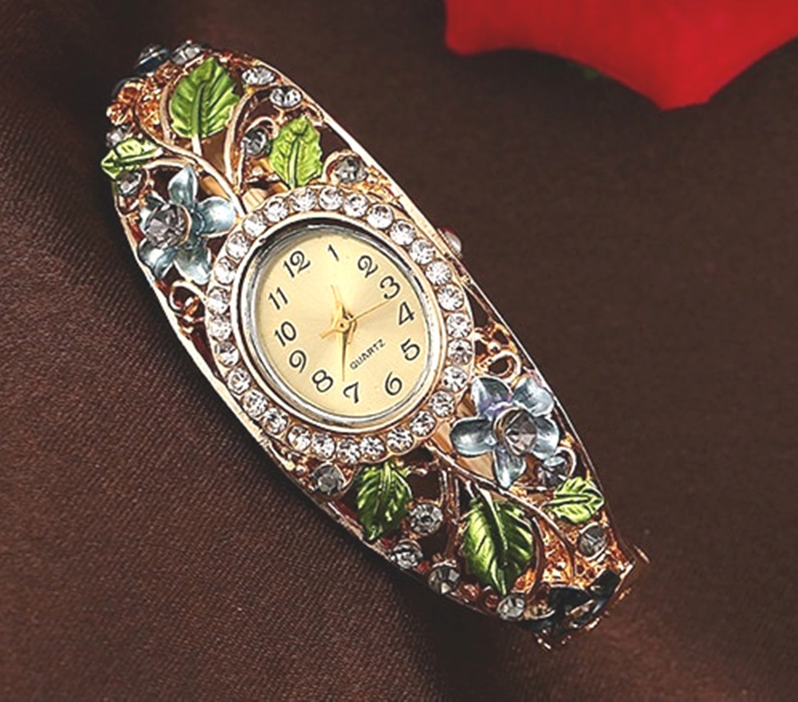 Elegant Wrist Watch Beautiful Style Face Bracelet Cuff Style - Etsy